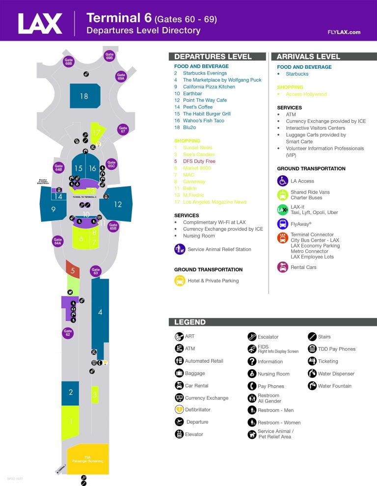Terminal 6 map at the Los Angeles International Airport LAX