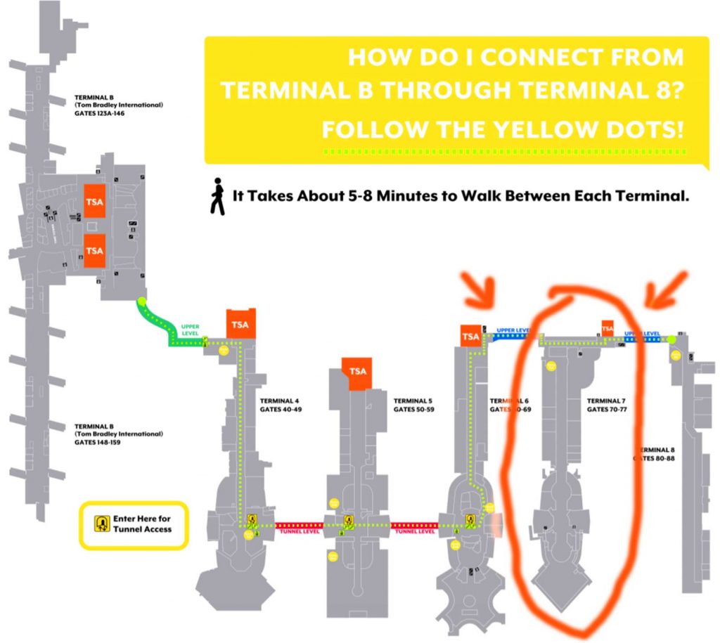 Terminal 7 map at the Los Angeles International Airport LAX