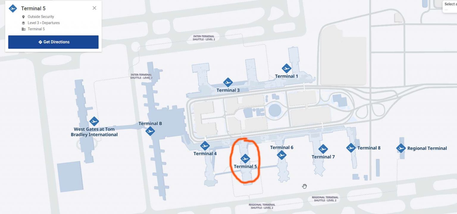 Terminal 5 map Los Angeles International Airport LAX
