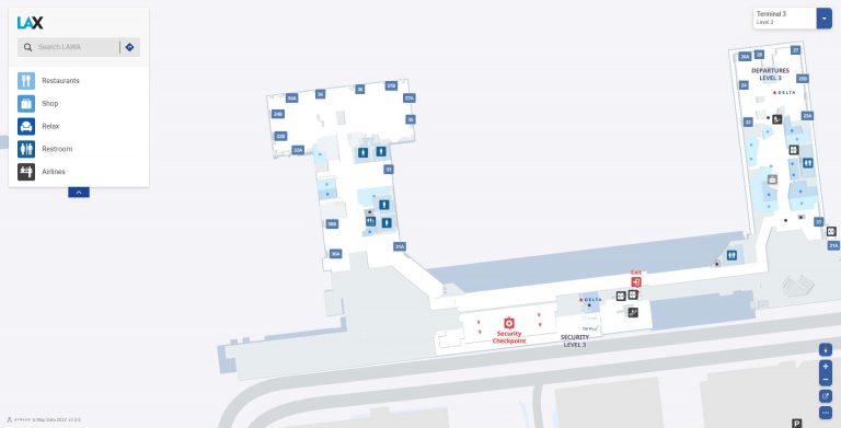 Terminal 3 map at the Los Angeles International Airport LAX