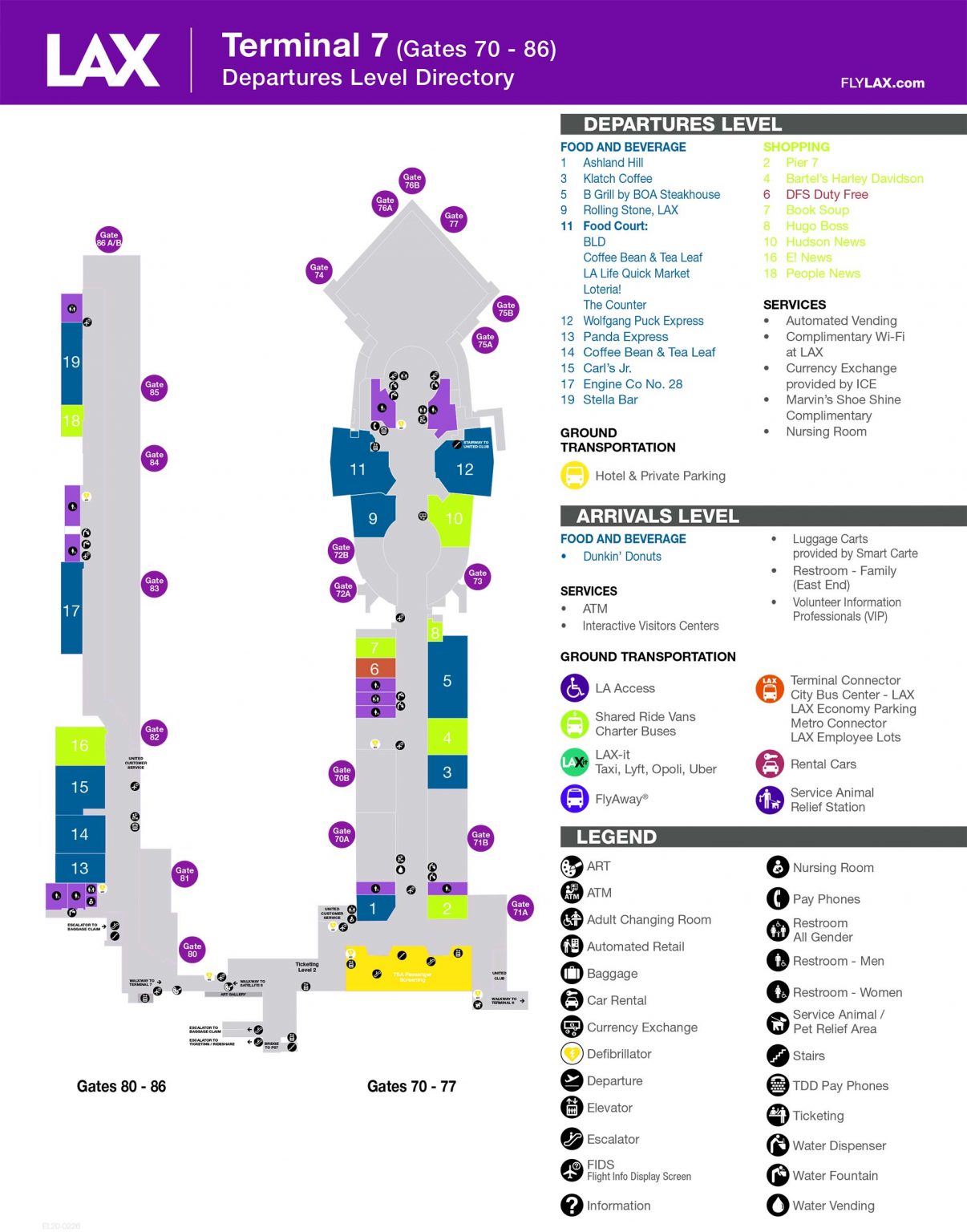 Terminal 7 map at the Los Angeles International Airport LAX