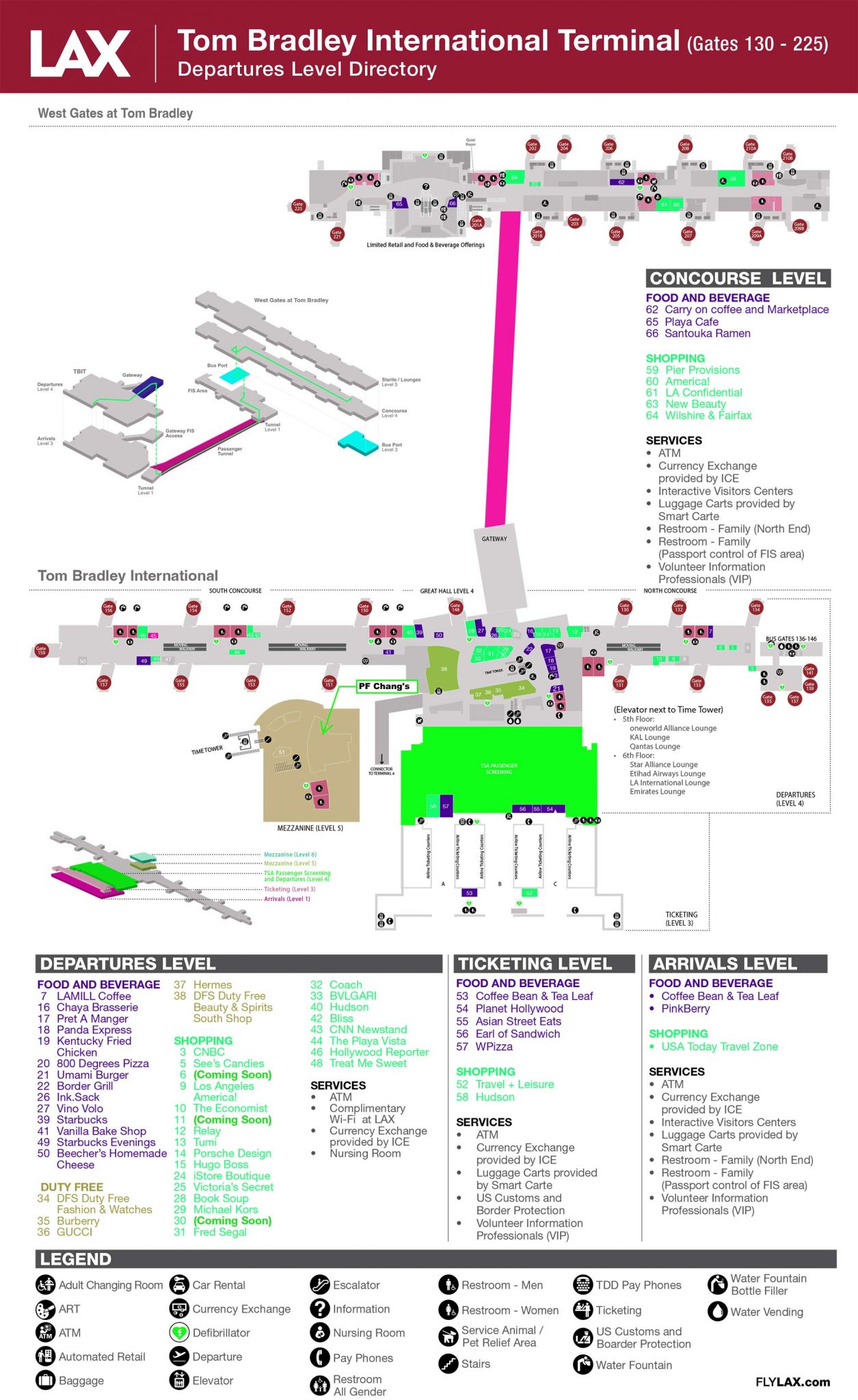 TBIT Lax airport map Tom Bradley International Terminal